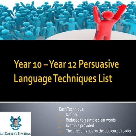 Persuasive Language Techniques List | PPT