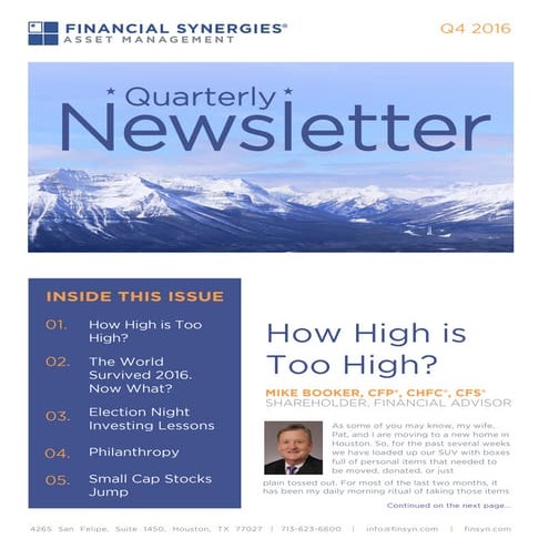 Financial Synergies | Q4 2016 Newsletter | PDF | Stocks and Bonds ...