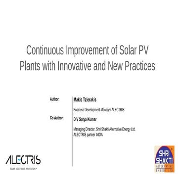 Continuous Improvement of Solar PV Plants with Innovative and New ...