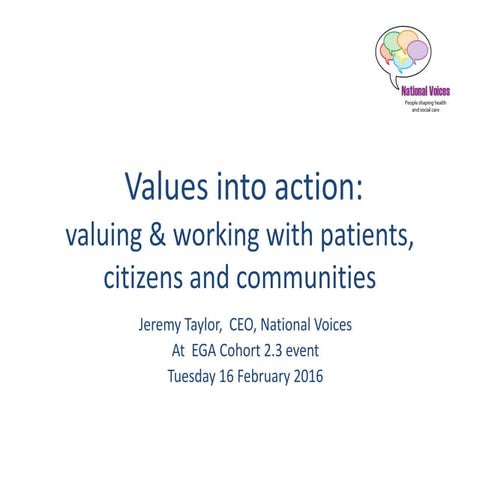 Valuing engagement and why it connects with NHS values | PPT