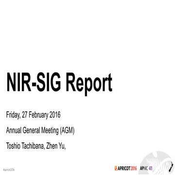 NIR SIG Report | PPT