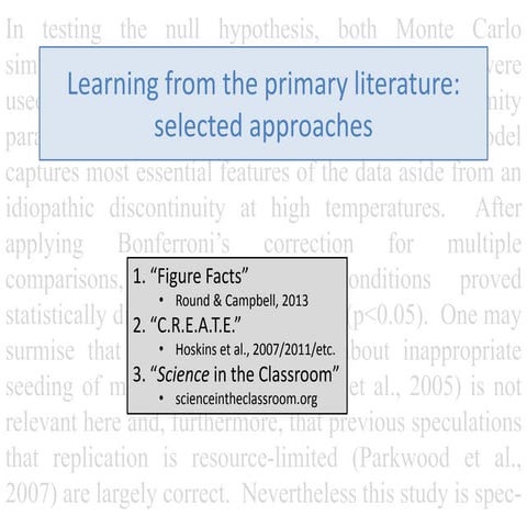 Learning from the primary literature: selected approaches | PPT