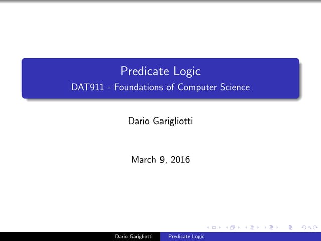 Predicate Logic | PPT Predicate Logic | PPT