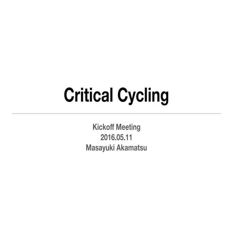 Critical Cycling | PDF