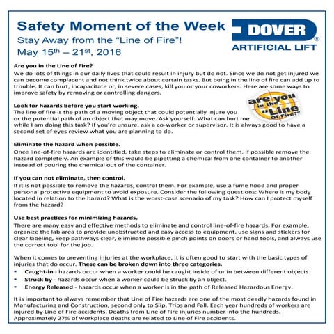 Dover ALS Safety Moment of the Week 16-May-2016 | PDF | First Aid ...