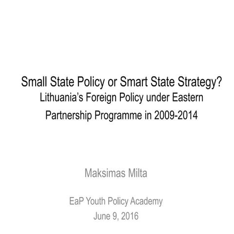 M.Milta: Small State Policy or Smart State Strategy? | PDF | Political ...