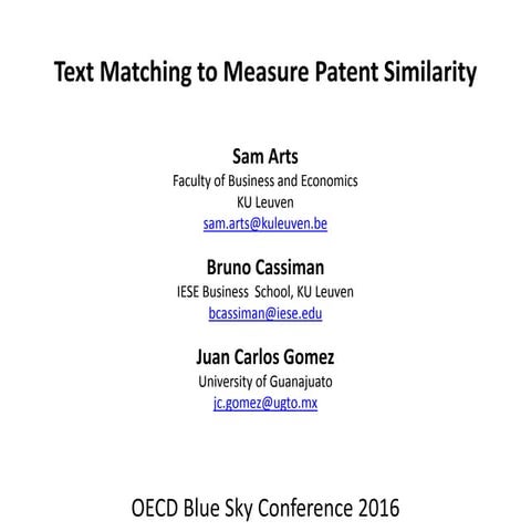 Arts - Text matching to measure patent similarity | PPT