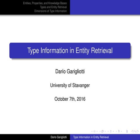Type Information in Entity Retrieval | PPT