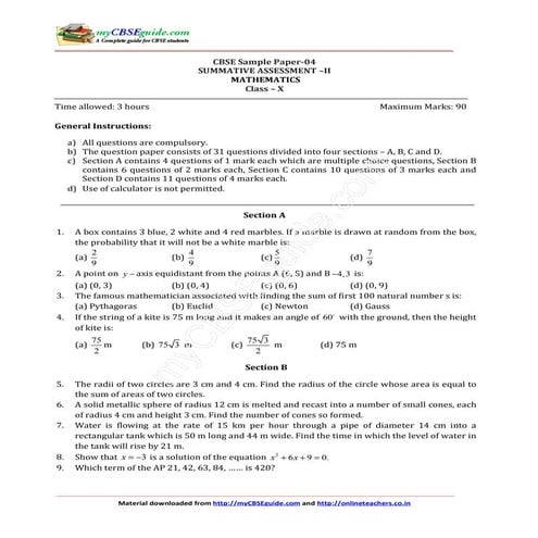 2016 10 mathematics_sample_paper_sa2_04 | PDF