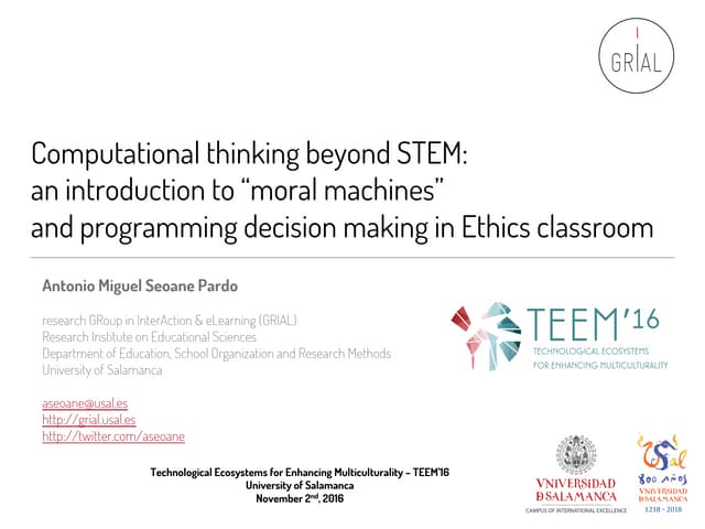 Presentation Of The Paper “computational Thinking Beyond Stem An