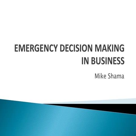 Emergency Decision Making in Business | PDF