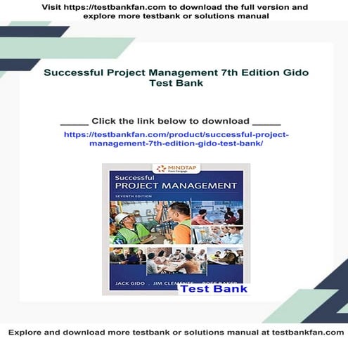 Successful Project Management 7th Edition Gido Test Bank | PDF