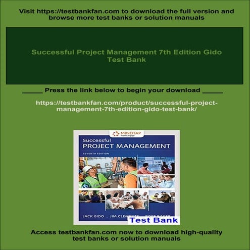 Successful Project Management 7th Edition Gido Test Bank | PDF