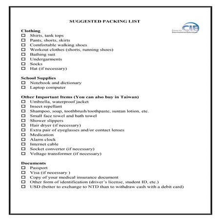 2016 a suggested packing list | PDF