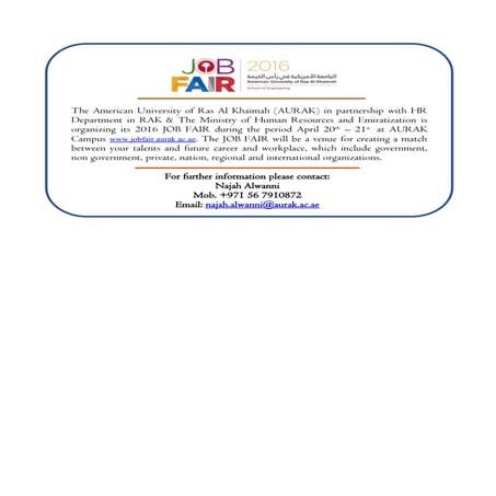 2016 aurak jobfair | PDF