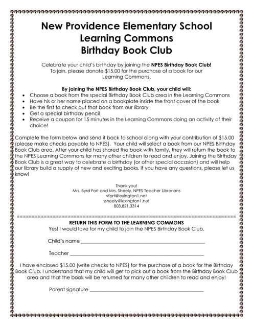 Birthday Book Club brochure | PPT