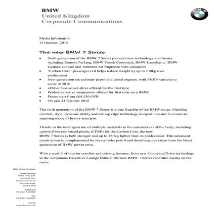 2016 bmw 7 series press release | PDF
