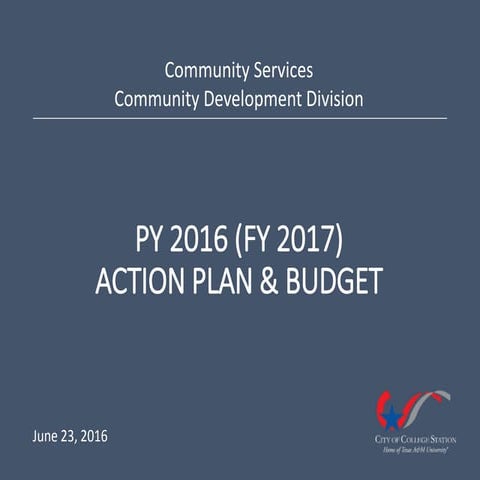 2016 Community Development Budget and Action Plan | PPT