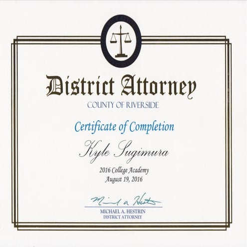 California Legislature Assembly – Certificate of Recognition for Kyle ...