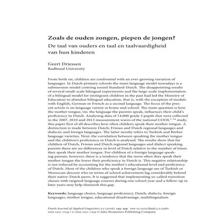 Geert Driessen (2016) Zoals de ouden zongen piepen de jongen? | PDF