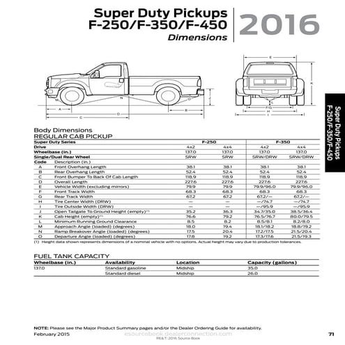 2016 Ford Super Duty Specifications Guide | PDF
