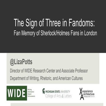 2016 Fan Studies conference paper on Three Stages of Fandom | PPT