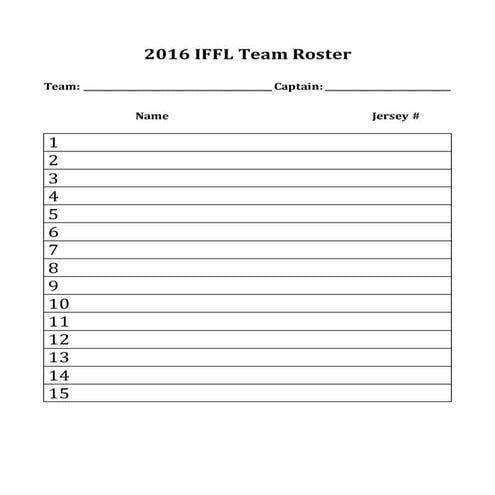 2016 IFFL Team Roster Form | PDF