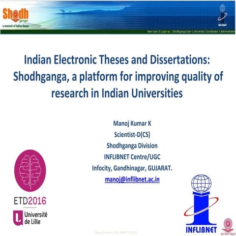 Presentation on Shodhganga - National Repository of Indian ETDs | PPT