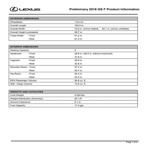 2016 lexus gs_f_product_info | PDF