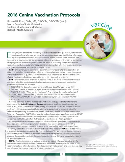 Vaccination schedule for dogs and cats | DOCX | Veterinary Medicine | Pets