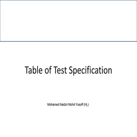 Table of Test Specification for medical education | PPTX