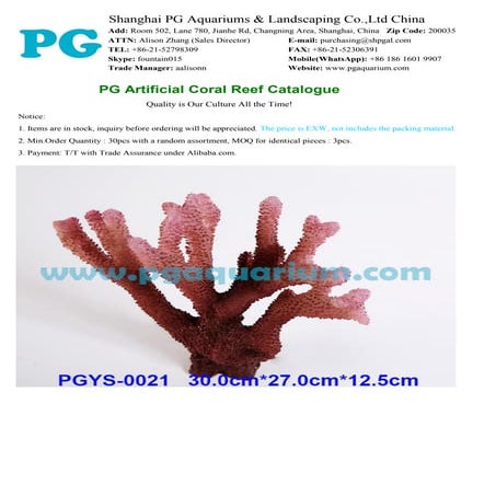2016 PG Artificial Corals Catalogue | PDF