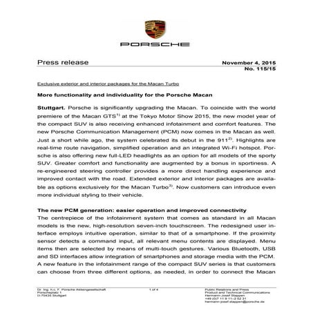 2016 porsche macan updated - Press release | PDF