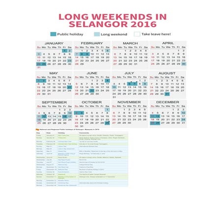 2016 Malaysia (Selangor) Calendar | PDF