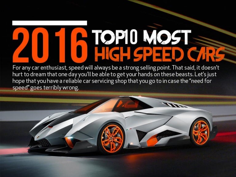 2016’s top 10 most high speed cars