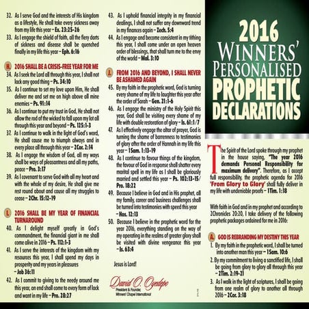 2016 winners prophetic declarations approved | PPT