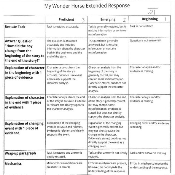 My Wonder Horse Rubric | PDF