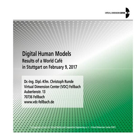 Digital Human Models - Results of a World Café 2017 | PPT