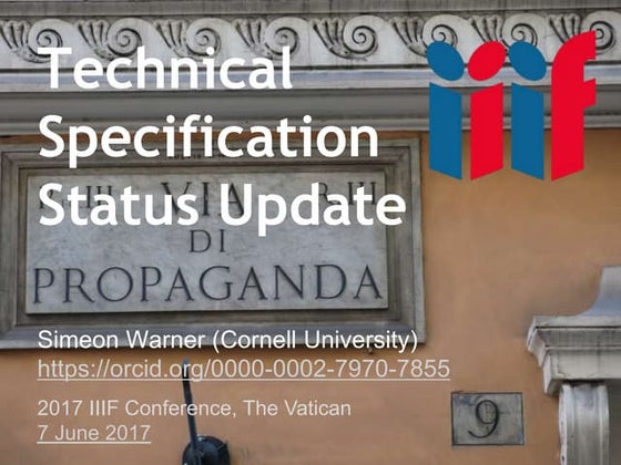 IIIF Technical Specification Status Update | PDF | Web Development | Internet