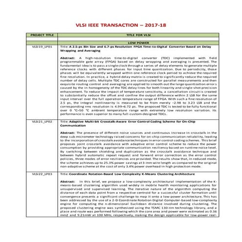 2017 18 Ieee Vlsi Titles Ieee 2017 18 Bulk Ns2 Projects Titles Ieee 2017 18 Ns2 Projects In