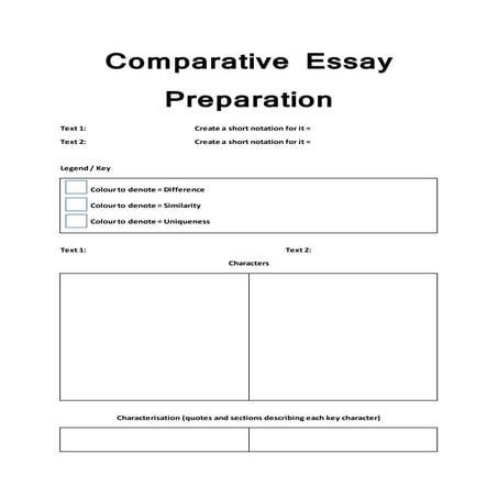 Comparative essay preparation - blank booklet for any text | DOCX ...