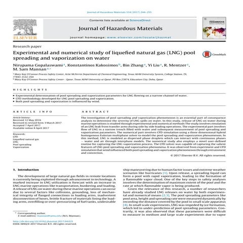 2017 experimental and numerical study of lng pool spreading and ...