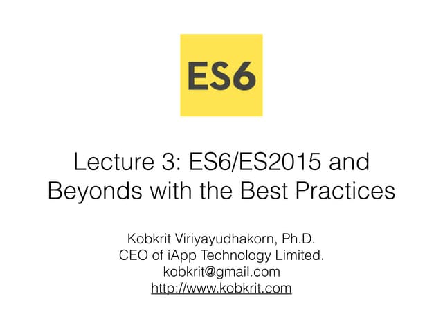 Lecture 3 Es6 Script Advanced For React Native Ppt