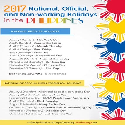 2017 National, Official, and Non-working Holidays in the Philippines | PDF