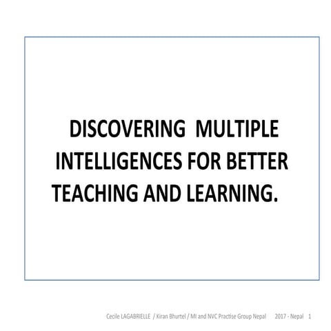 Multiple Intelligence for better teaching and learning .ppt
