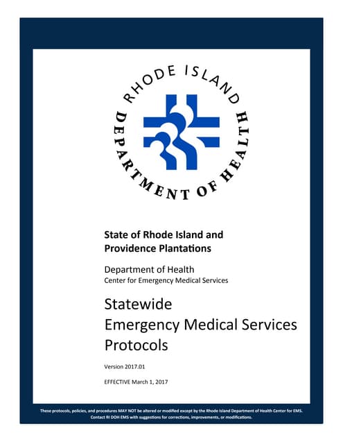 2017 RI Statewide EMS Protocols Education Module - Section 6 | PPT