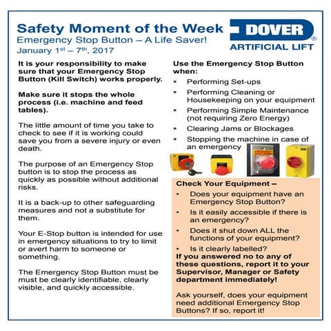Dover ALS Safety Moment of the Week 02-Jan-2017 | PDF