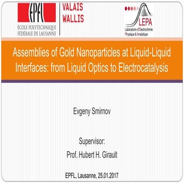 Public Defense "Assemblies of gold nanoparticles at liquid-liquid ...