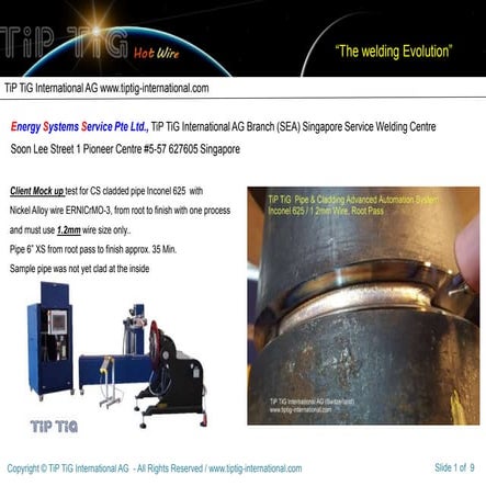 TiP TiG Automated on CRA Cladded pipe | PPTX