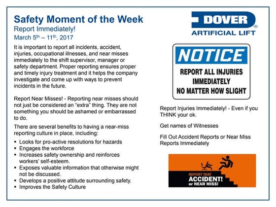 Doverals Safety Moment Of The Week 20dec15 2025 Safety Moment Ideas: